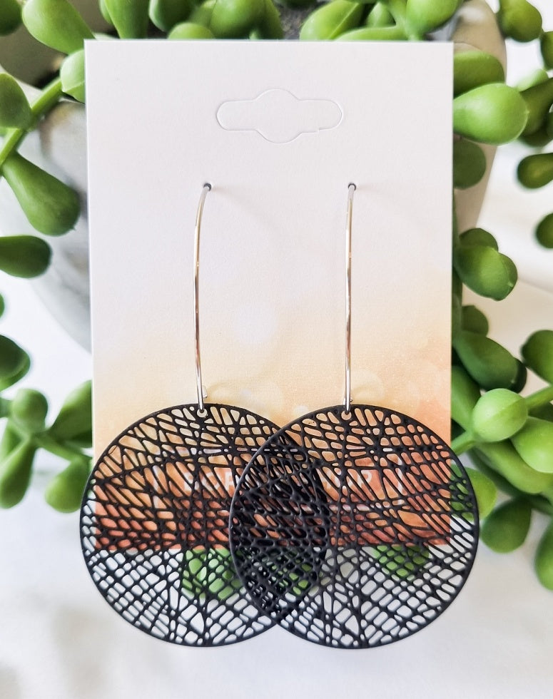 Paris Contemporary Chic Circle Hatch Earrings – Born 2 Shop NZ